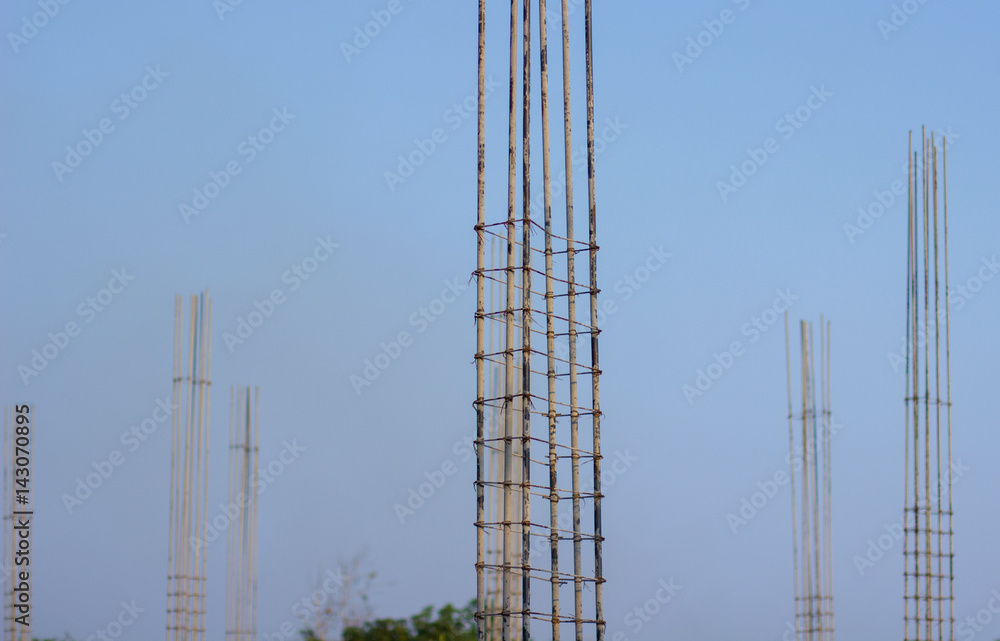 steels pylons forming the base of a new building project,building ...