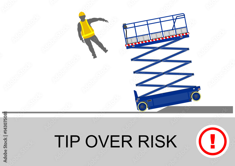 Scissor lift and elevated work platform safety tips. Flat vector. Stock ...