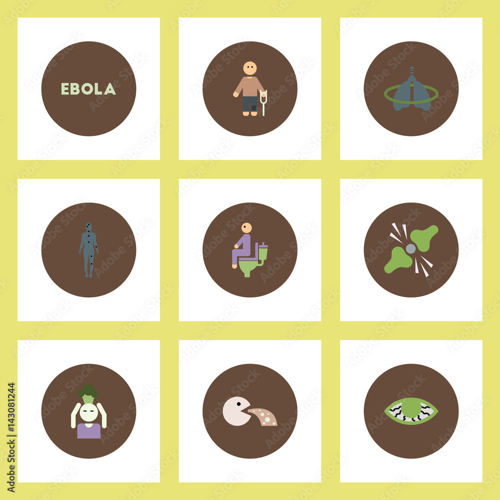 Collection of stylish vector icons in colorful circles Ebola symptoms ...
