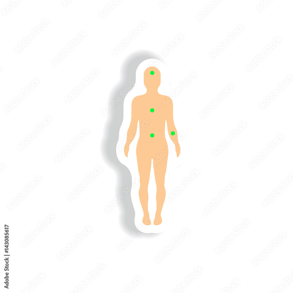 Vector paper sticker various symptoms of leukemia on the human Stock ...