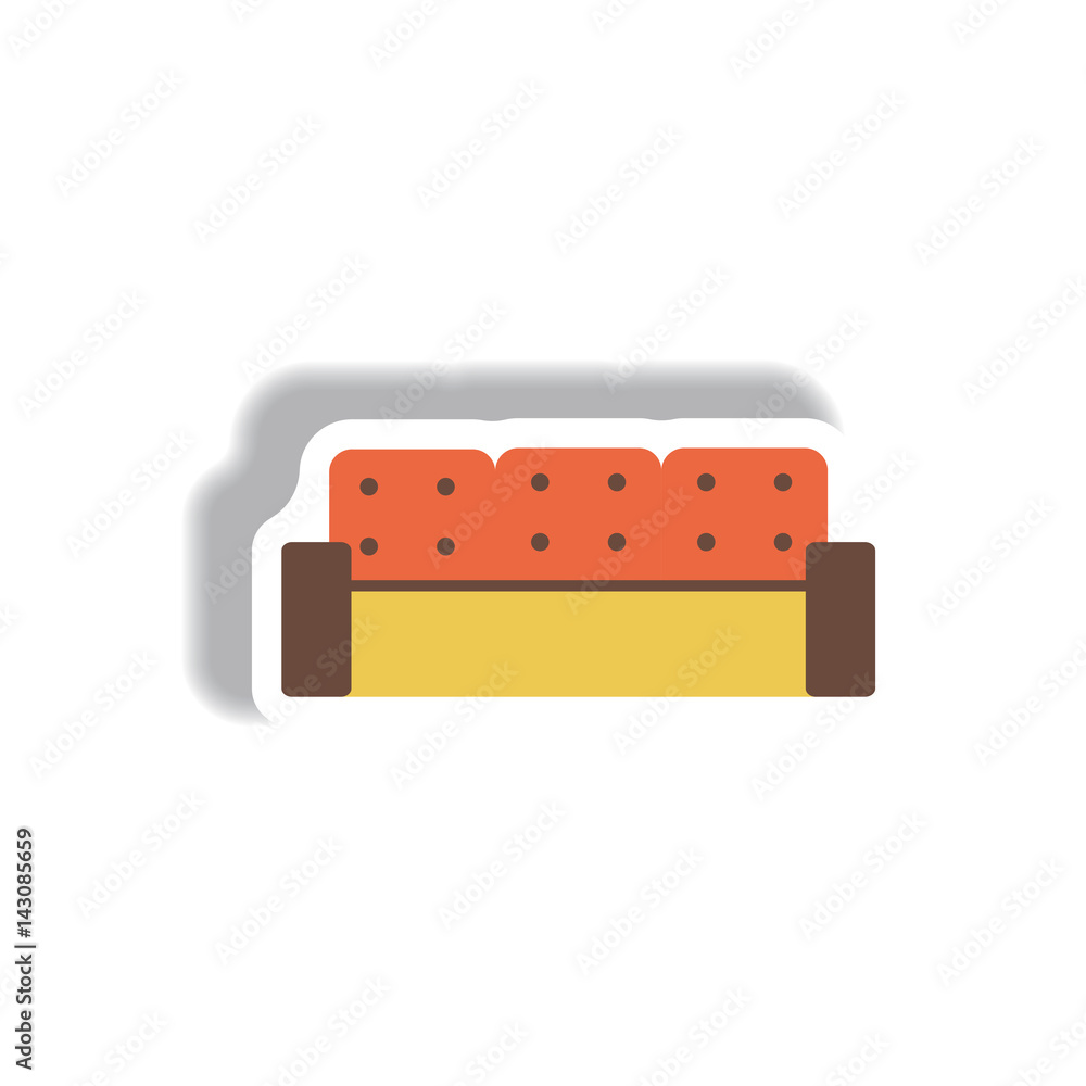 Vector illustration in paper sticker style sofa Stock Vector | Adobe Stock