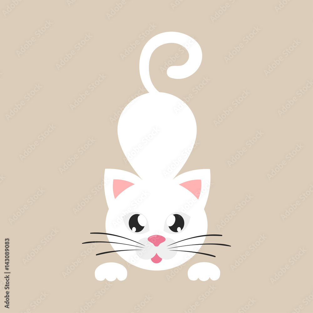 cartoon white cat vector Stock Vector | Adobe Stock