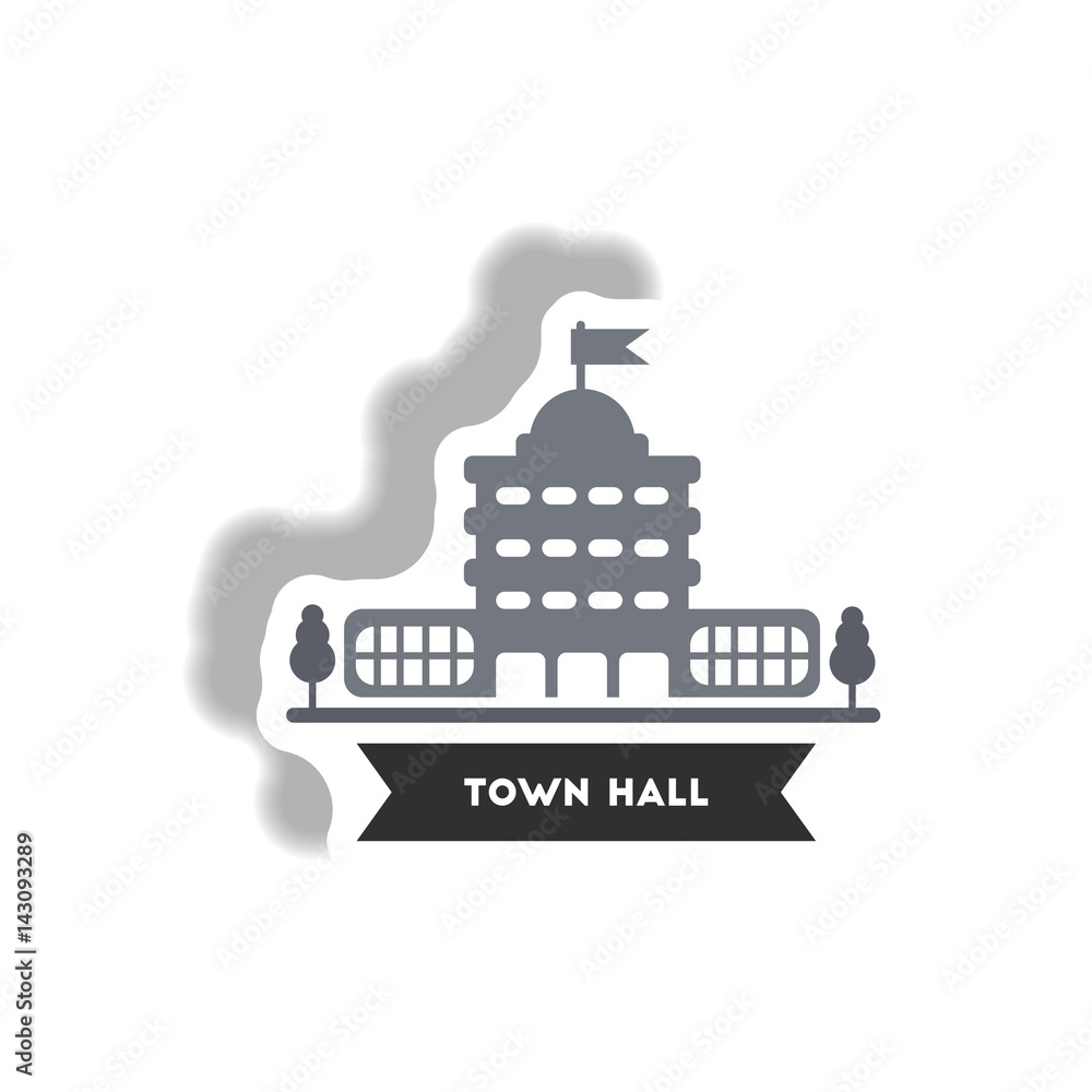 stylish icon in paper sticker style building town hall Stock Vector ...