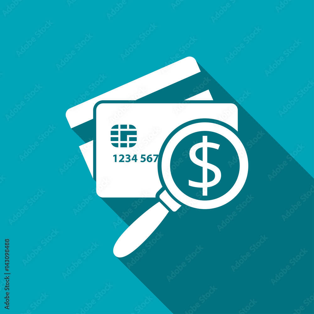 Credit Card Scanning flat icon. Money inspection vector illustration ...