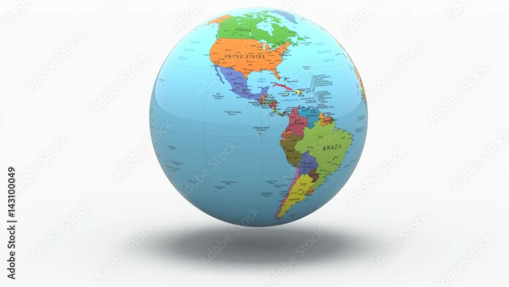 Turning Earth with political map on white background. 3d Stock Video ...