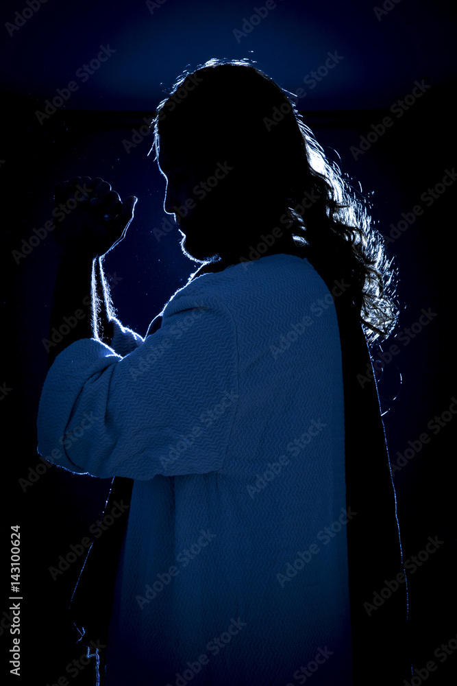 Jesus Christ praying at night Stock Photo | Adobe Stock