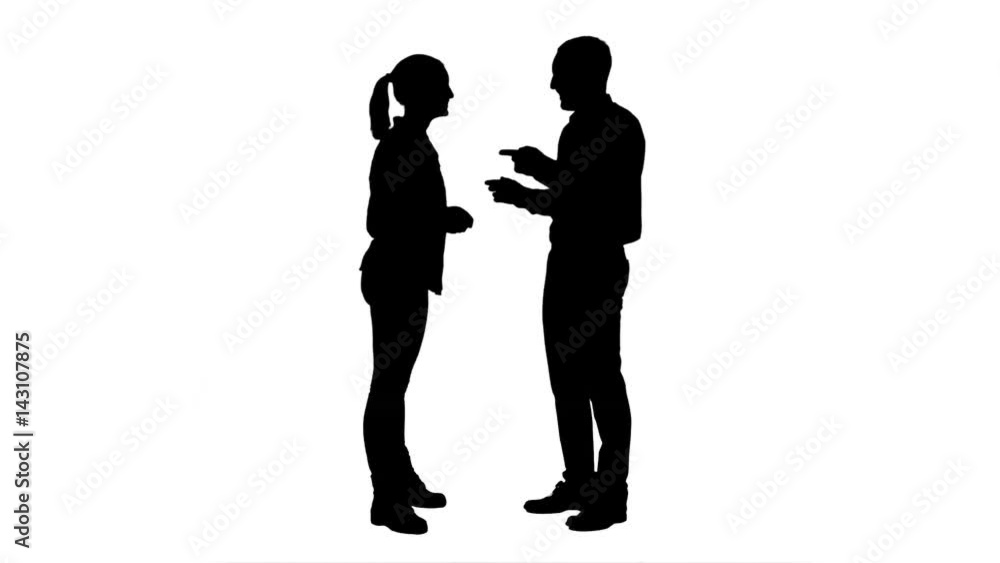 Silhouette Couple of lovers stand, talk, laugh. Stock Video | Adobe Stock