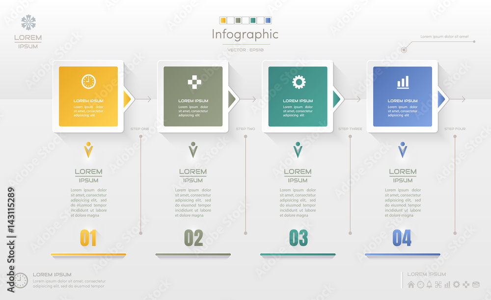 Infographics design template with icons, process diagram, vector eps10 ...