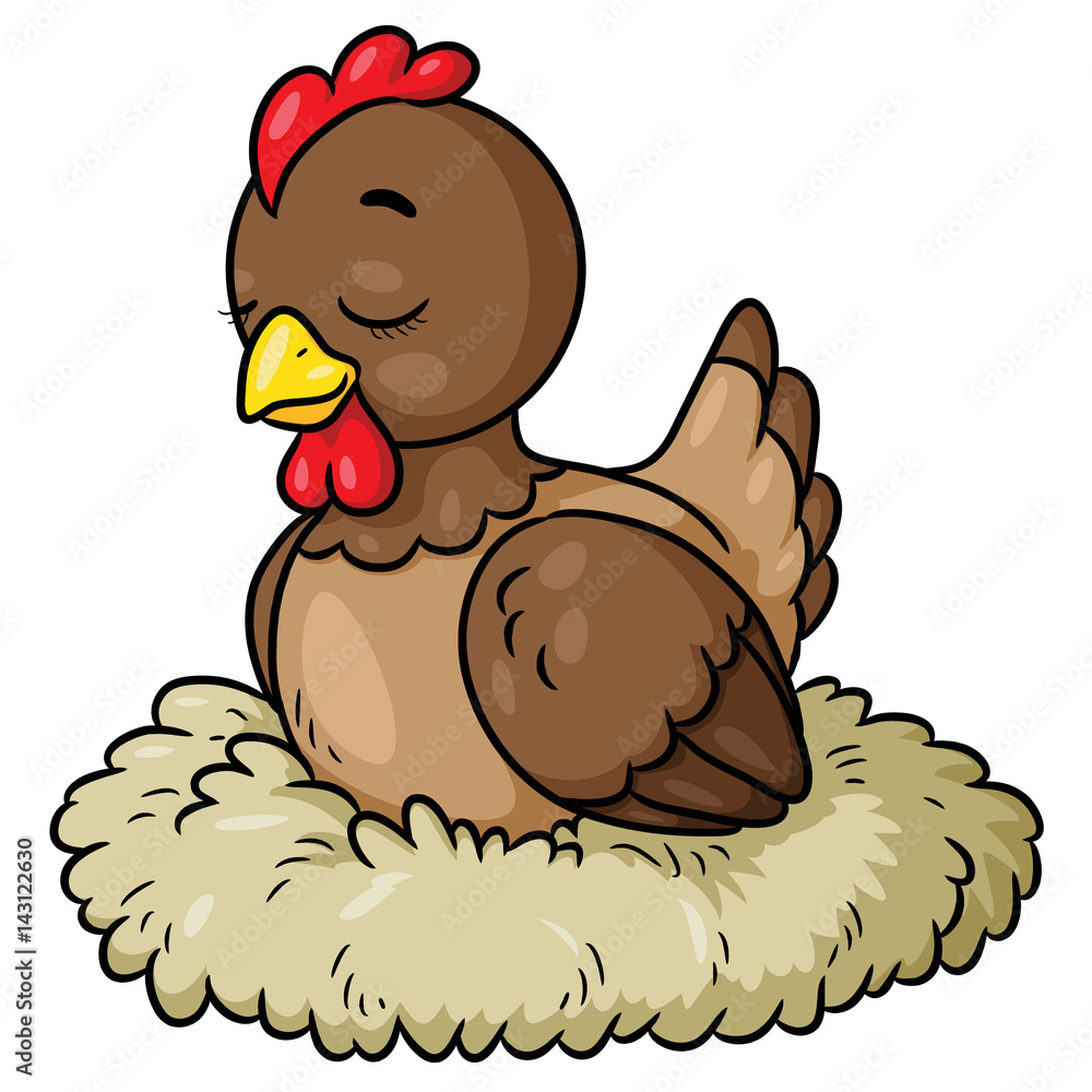 Hen Cartoon Illustration of cute cartoon hen. Stock Vector | Adobe Stock