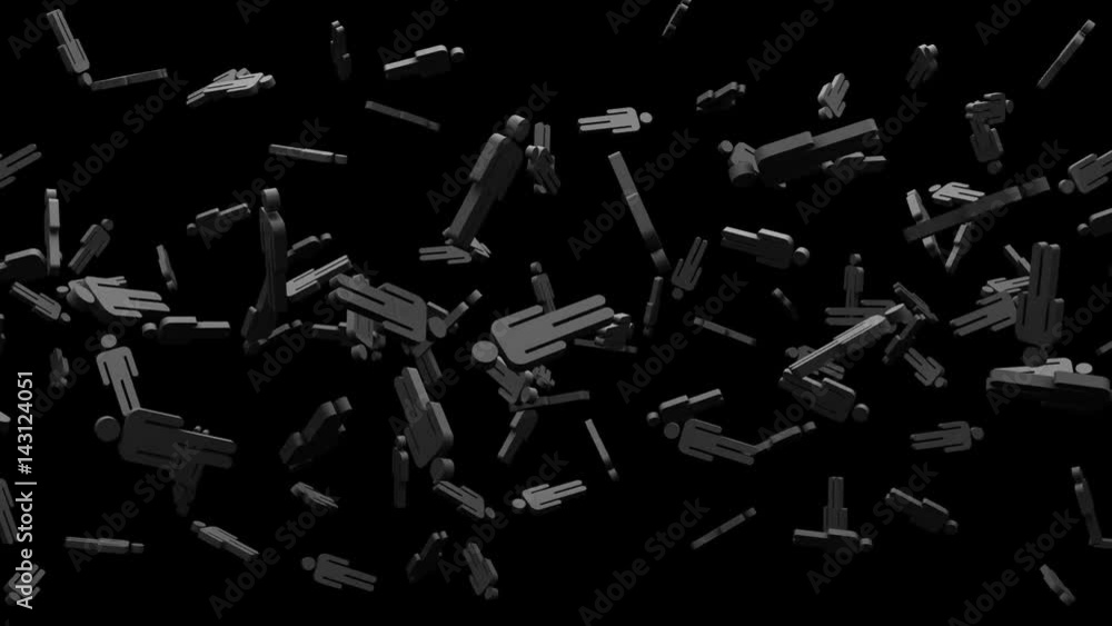 Black Human Shaped Objects On Black Background. Loop able 3DCG render ...