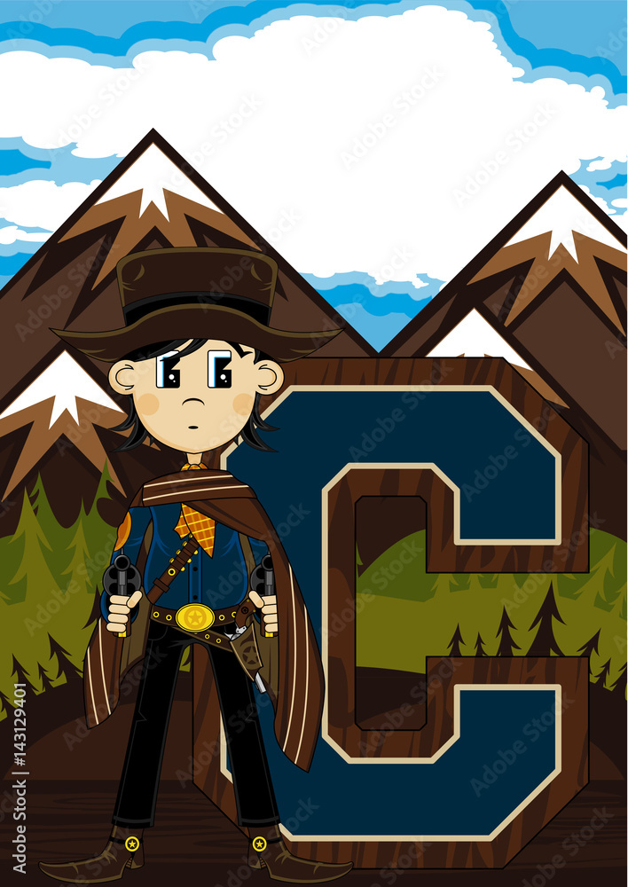 C is for Cowboy Alphabet Learning Illustration Stock Vector | Adobe Stock