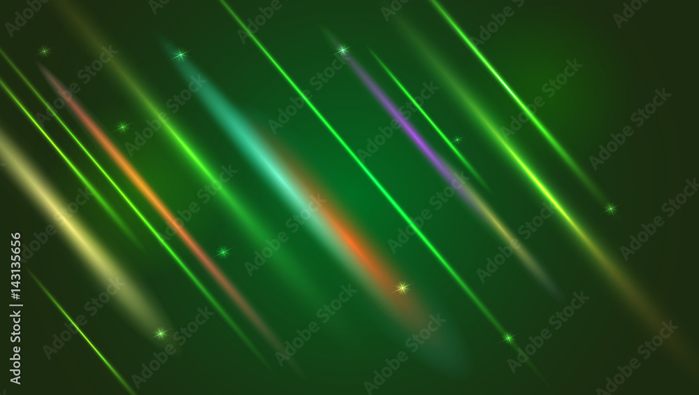 Abstract bright motion background with blurred light rays and lens ...