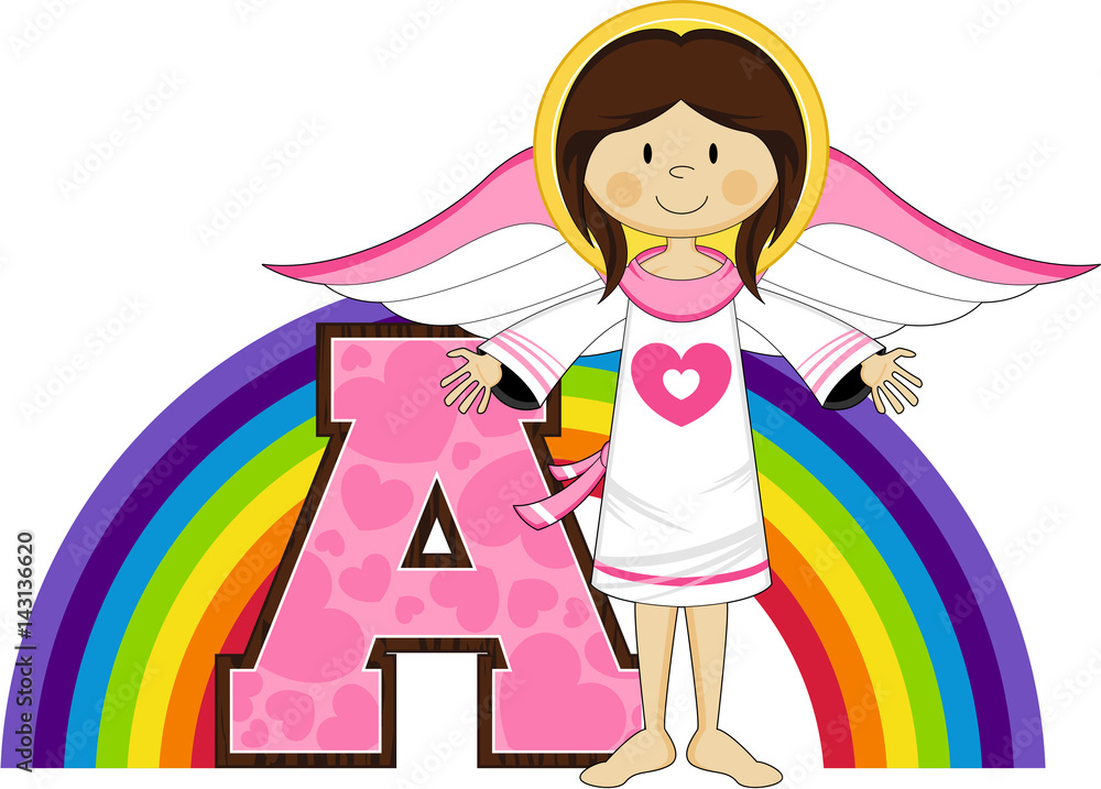 A is for Angel Alphabet Learning Illustration Stock Vector | Adobe Stock