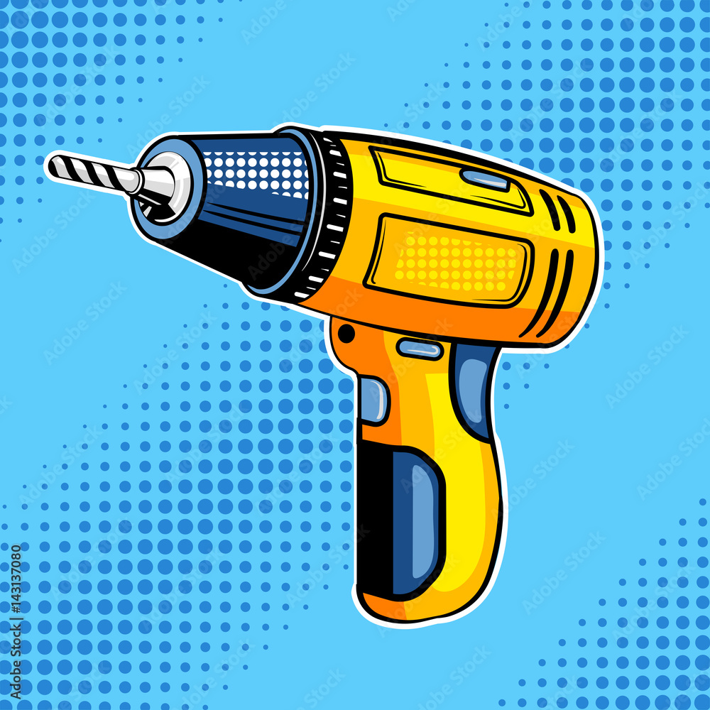 Screw Gun Comic Book Style Vector Illustration Stock Vector Adobe Stock