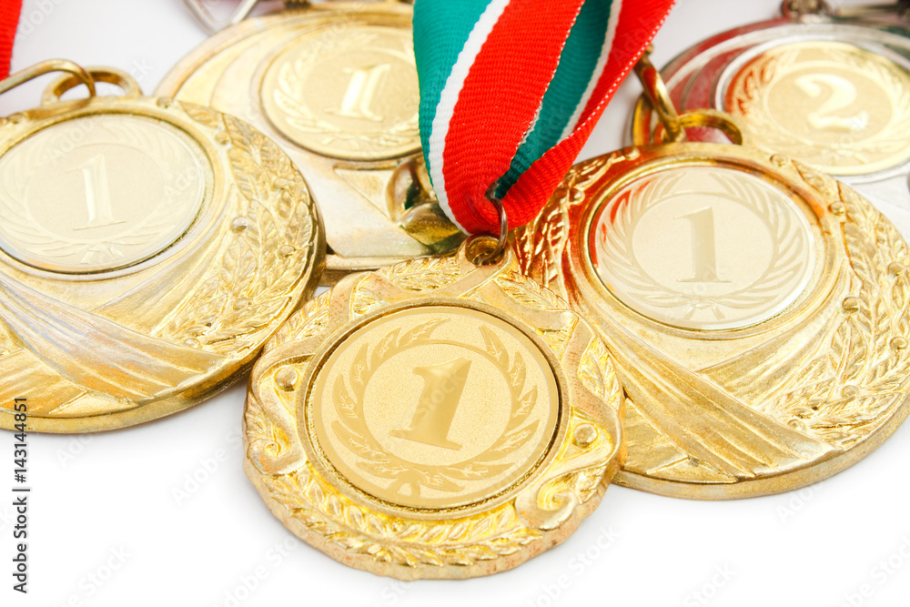five medals on white background Stock Photo | Adobe Stock