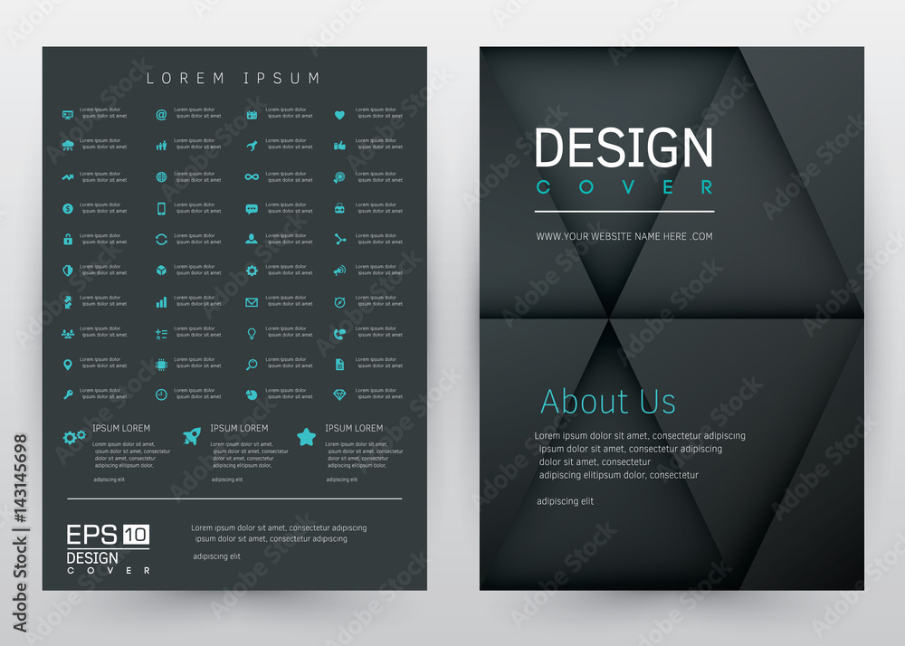 Cover Design Vector template set Brochure, Annual Report, Magazine ...