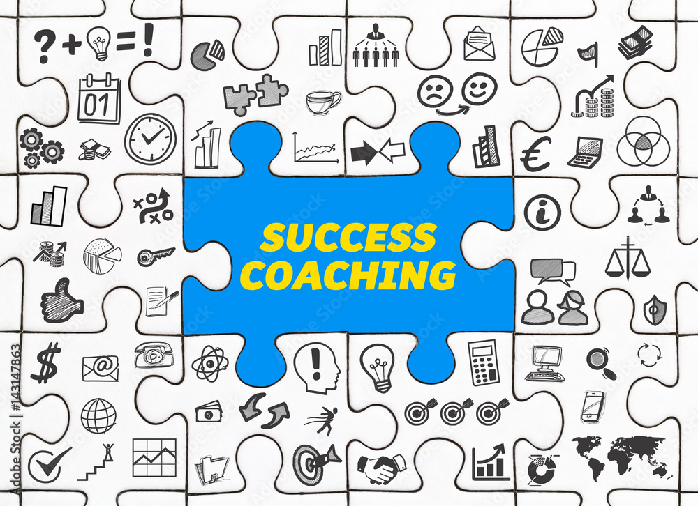 Success Coaching / Puzzle mit Symbole Stock Illustration | Adobe Stock