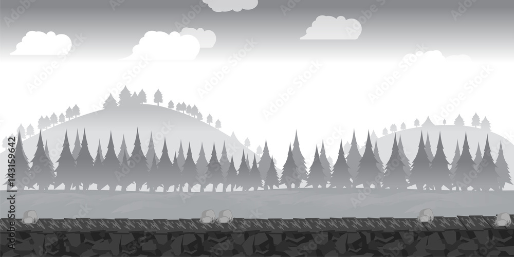 Landscape for game.Background for game. Black and white background ...