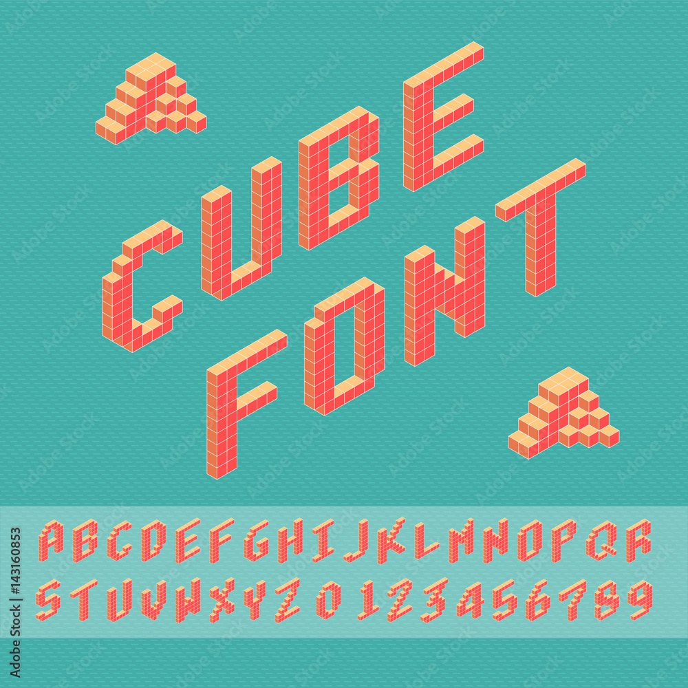 Cube vector font. 3D alphabet. Font Template for Design. Stock ...