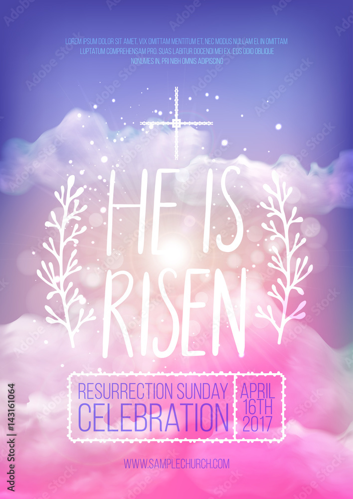 He is risen, vector Easter religious poster template Stock Vector ...