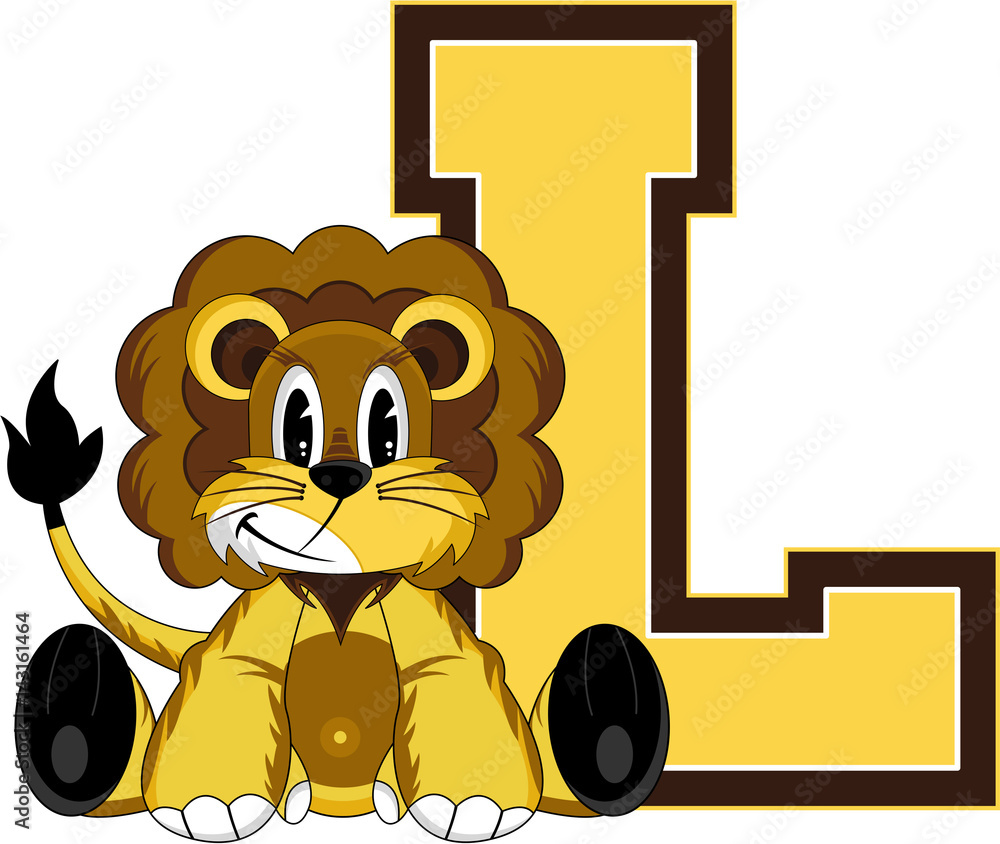 L is for Lion Alphabet Learning Illustration Stock Vector | Adobe Stock