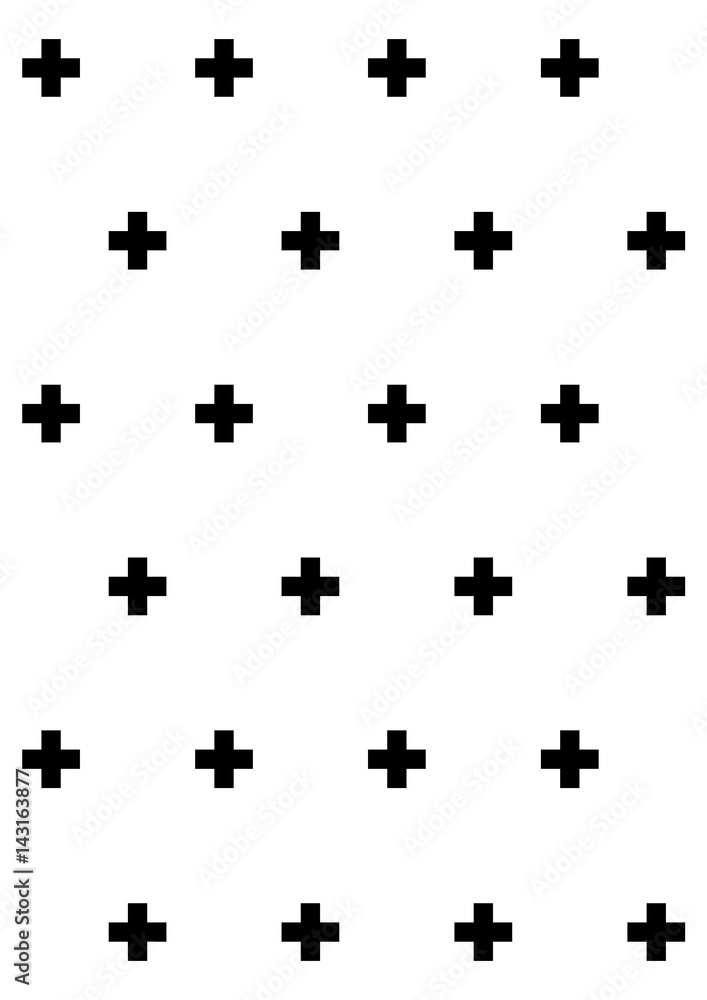 Cross pattern, texture. Geometric vector background. Black pluses on ...