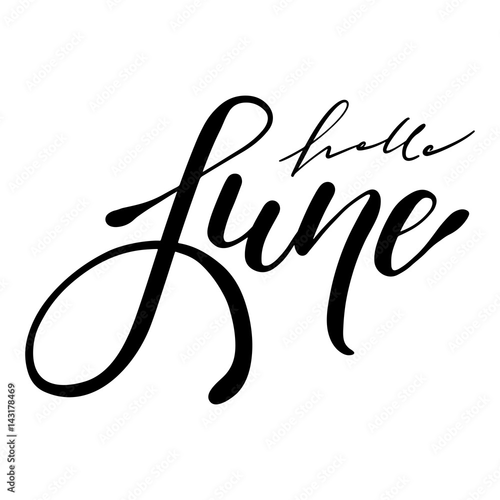 Hello June handwriting lettering design Stock Vector | Adobe Stock