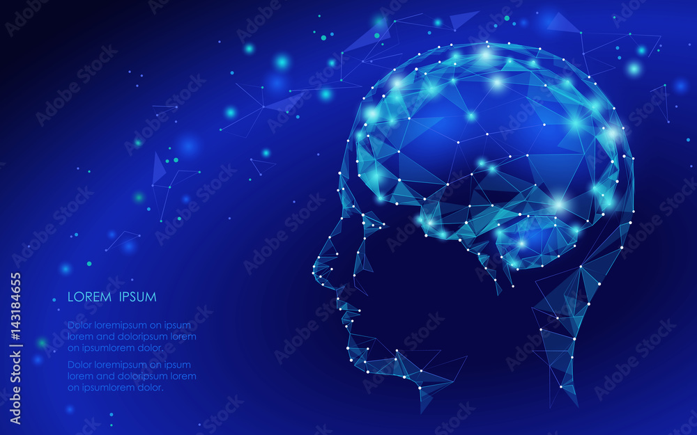 Vecteur Stock Concept of Active Human Brain with Binary Code Stream ...
