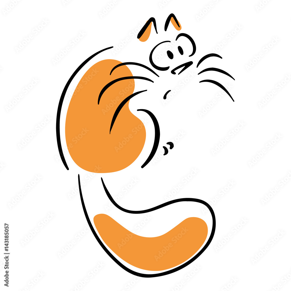 Cat looks back Stock Vector | Adobe Stock
