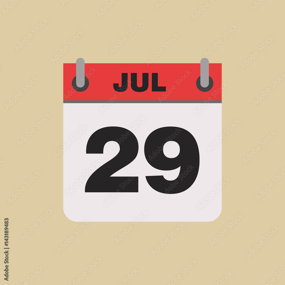 calendar flipping date time day month July simple flat vector ...