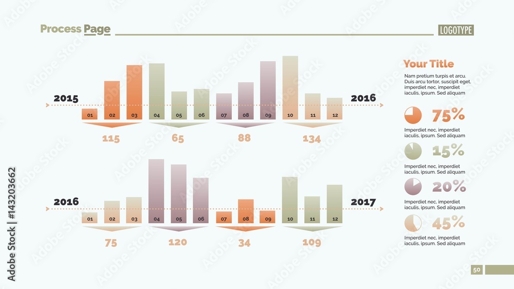 Four Groups of Bar Chart Columns Slide Stock Vector | Adobe Stock