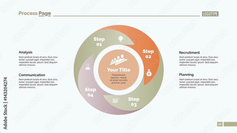 Four Steps Cycle Slide Template Stock Vector | Adobe Stock