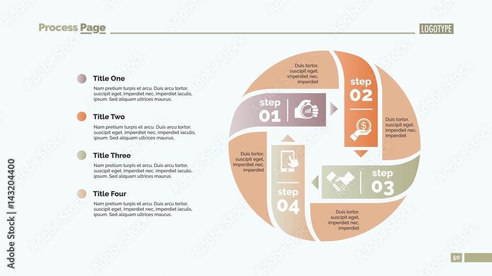 Four Steps Structure Slide Template Stock Vector | Adobe Stock