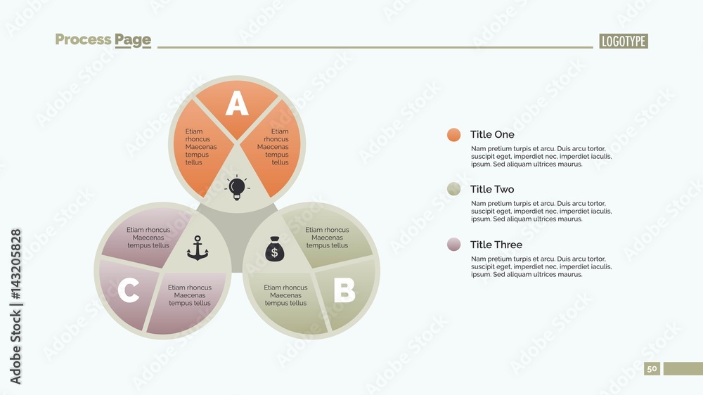 Three Letters Process Chart Slide Template Stock Vector | Adobe Stock