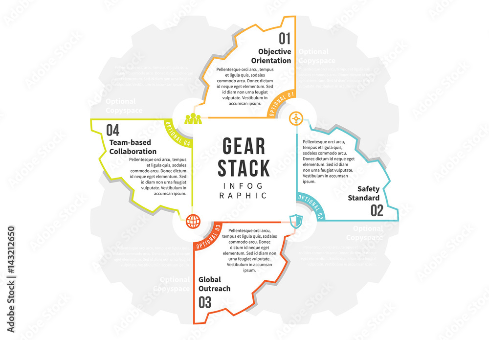 Split Gear Infographic Stock Template | Adobe Stock
