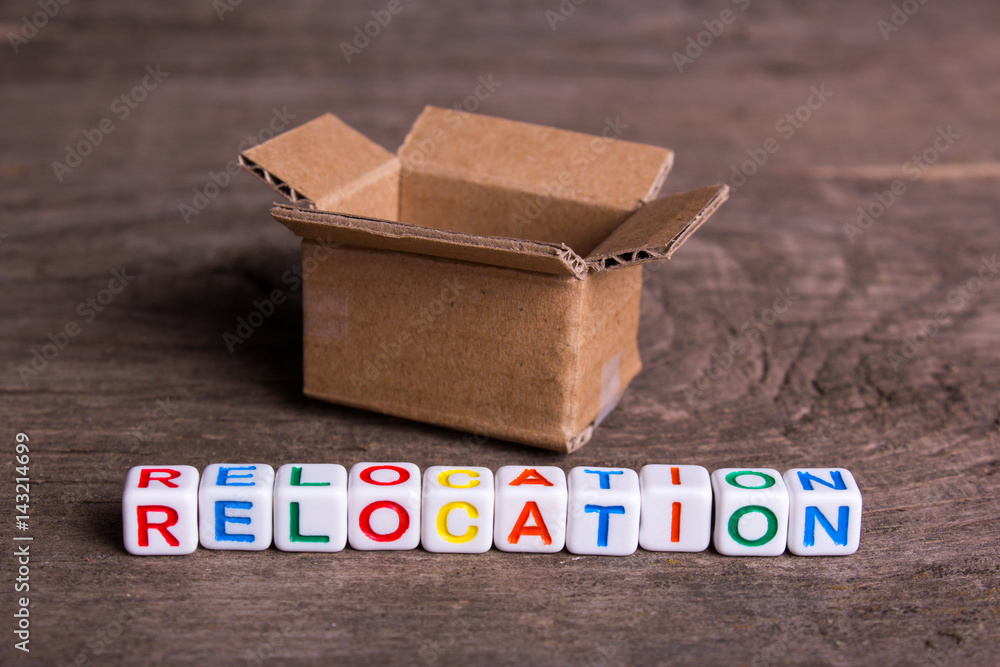 Moving to another office or house. Word relocation Stock Photo | Adobe ...