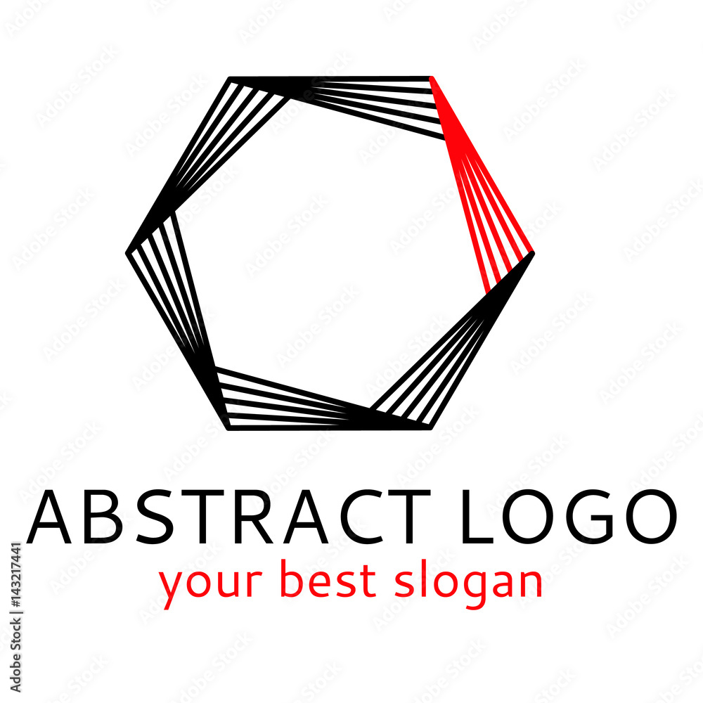 Modern futuristic minimal logo hexagon element made of lines and ...