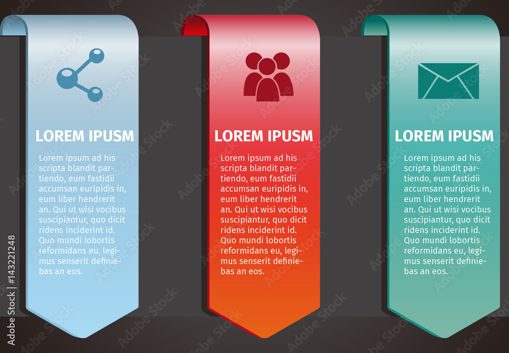 Multipurpose Three Section Numbered Tab Infographic 4 Stock Template ...
