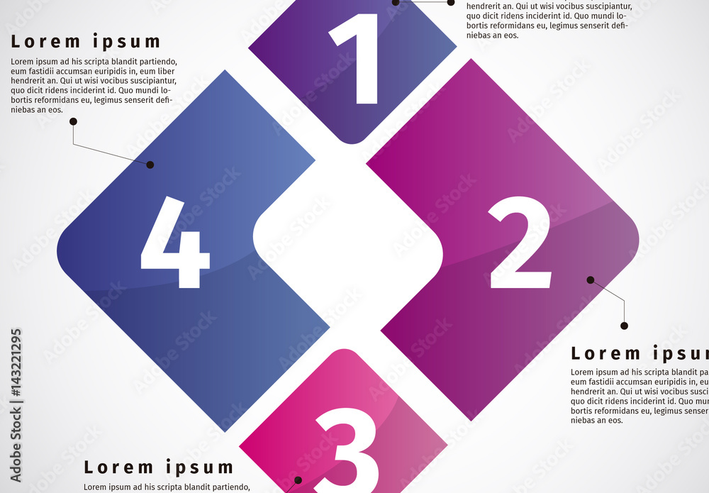 Multipurpose Four Section Numbered Diamond Infographic Stock Template ...