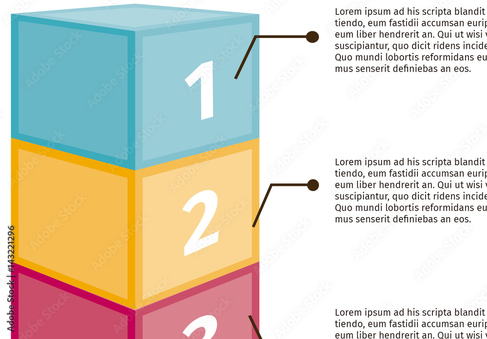 Blue Yellow Red 3D Stacked Block Infographic Template Stock Template ...