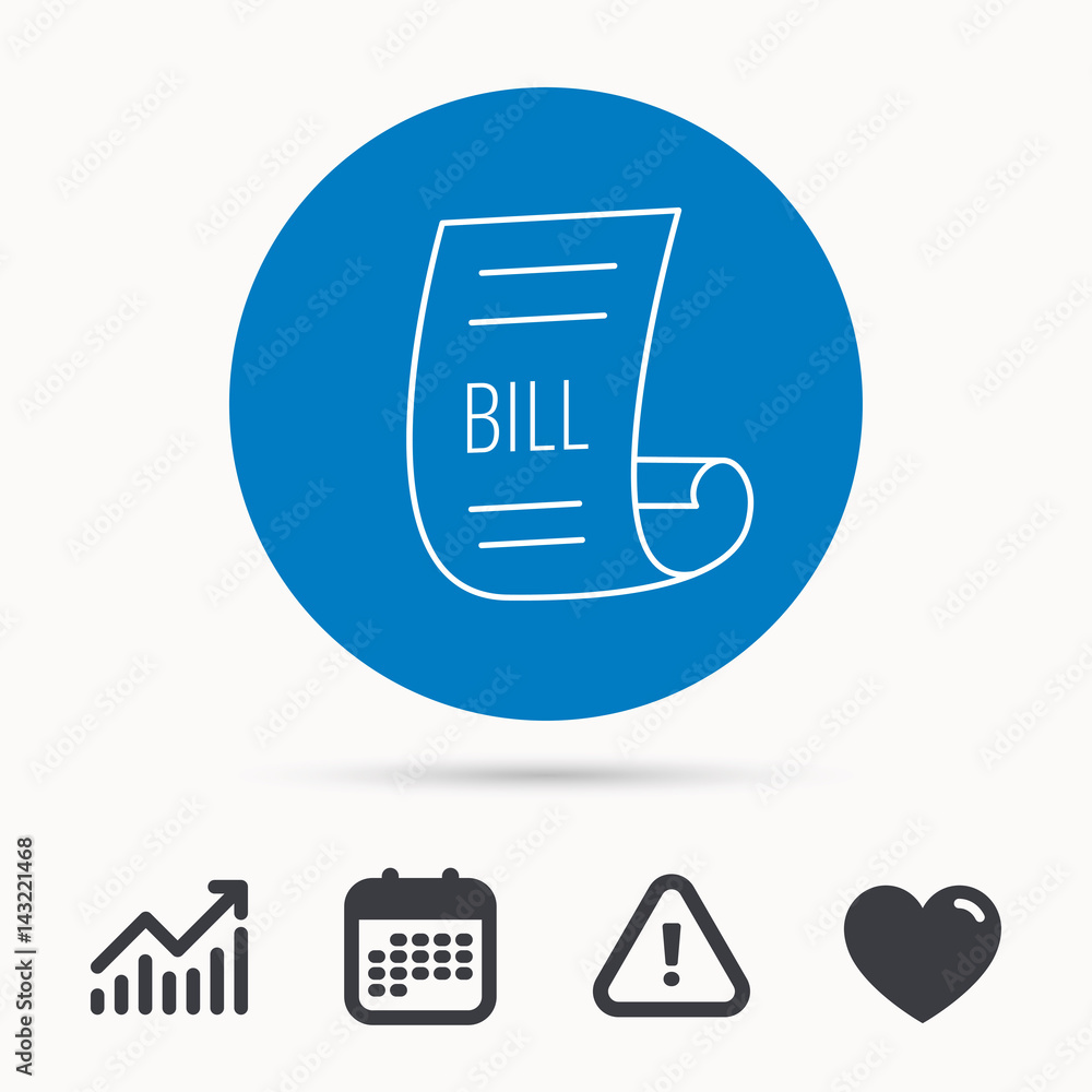 Bill icon. Pay document sign. Business invoice or receipt symbol ...