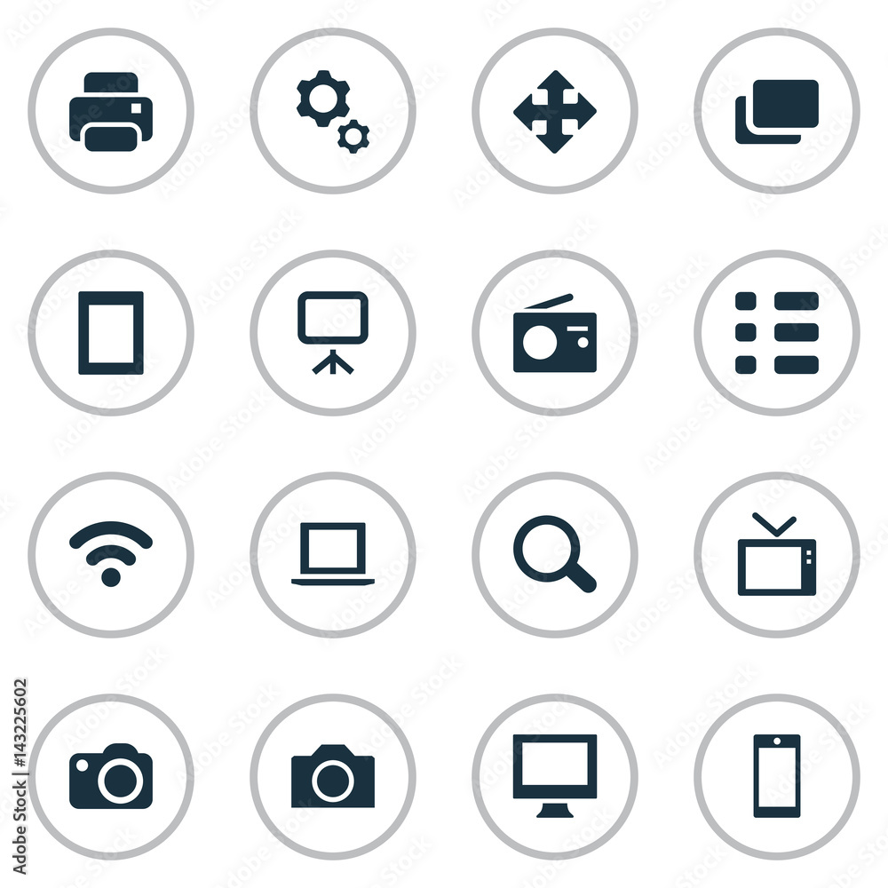 Vector Illustration Set Of Simple Technology Icons. Elements Tuner ...