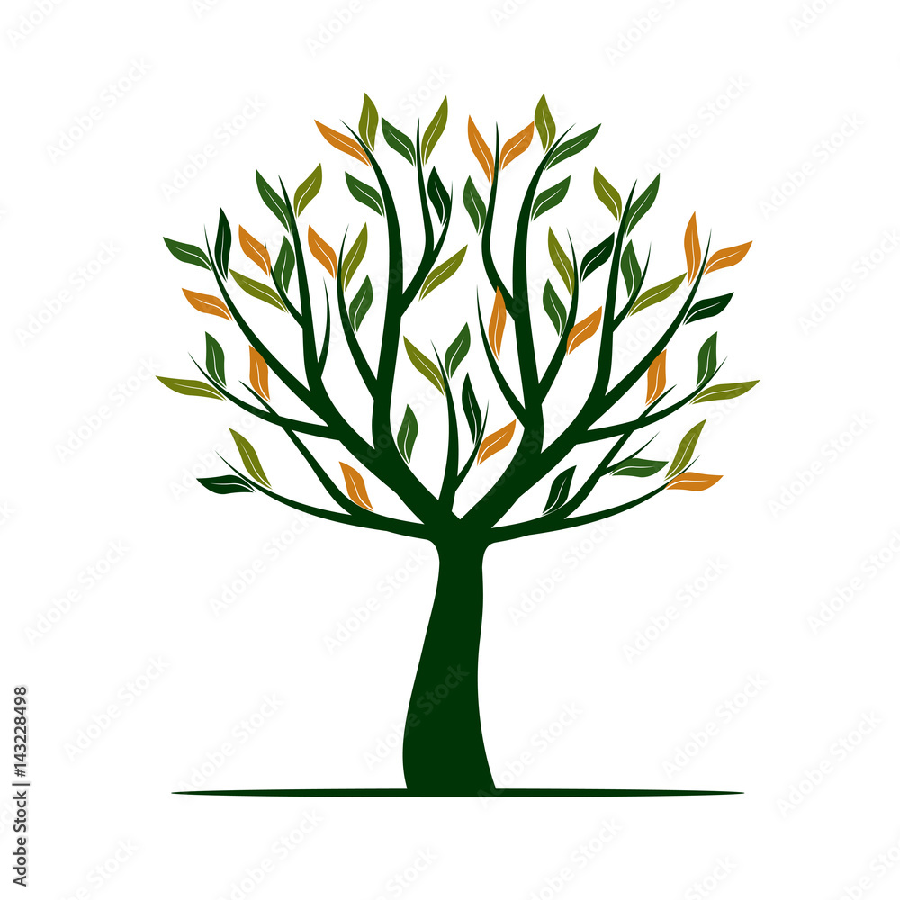 Green Tree with Leafs. Vector Illustration. Stock Vector | Adobe Stock