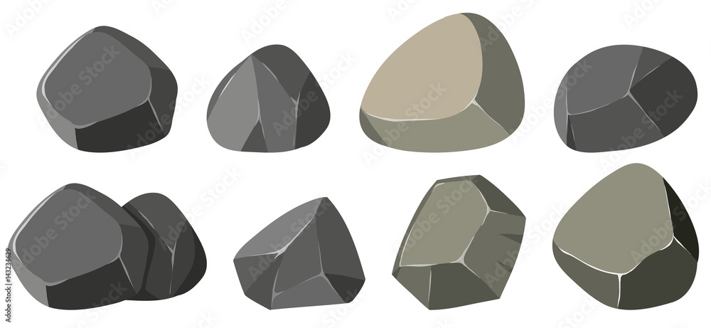 Different shapes of rocks Stock Vector | Adobe Stock