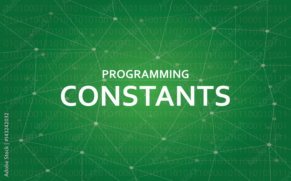 Programming constants white text illustration with green constellation ...