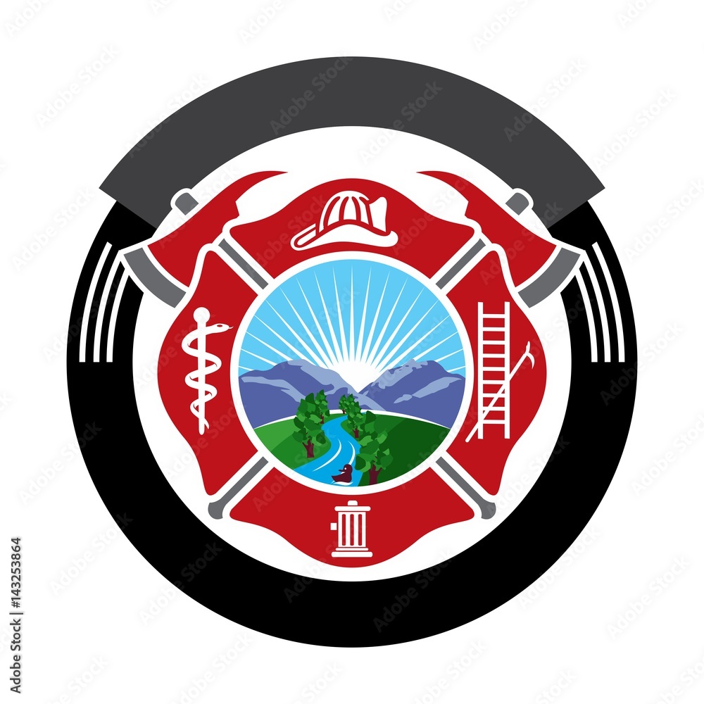 fireman emblem. fire department symbol. logo vector. Stock Vector ...