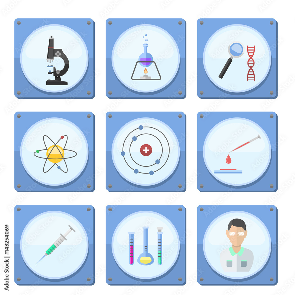Lab symbols test medical laboratory scientific biology design molecule ...