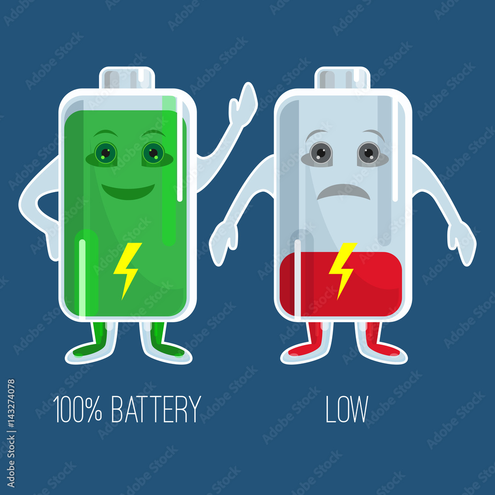 Cute full and low charged batteries in flat design Stock Vector | Adobe ...