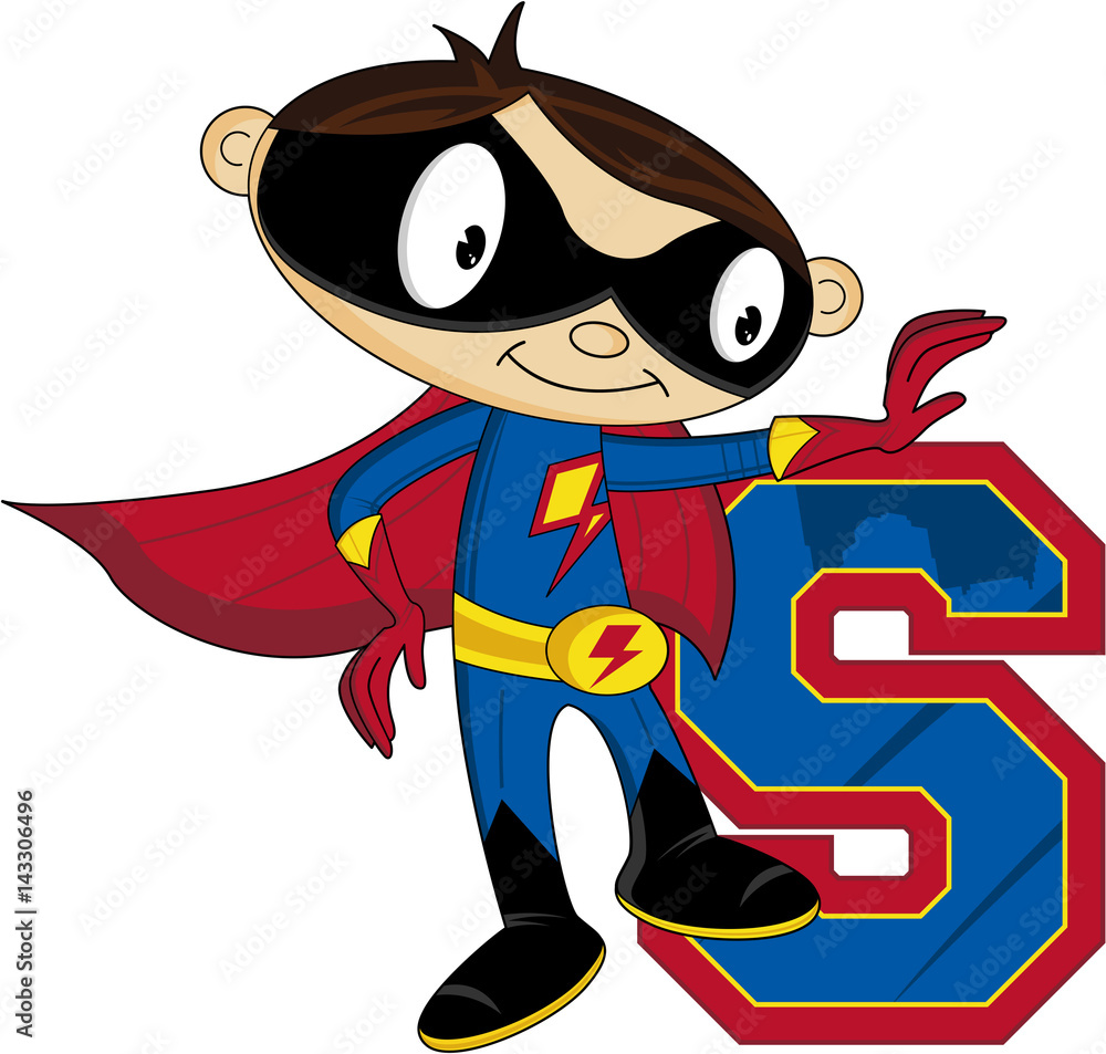 S is for Superhero Alphabet Learning Illustration Stock Vector | Adobe ...