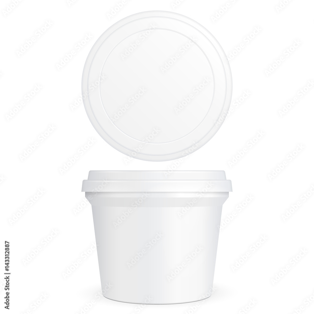 White Food Plastic Tub Bucket Container For Dessert, Yogurt, Ice Cream ...